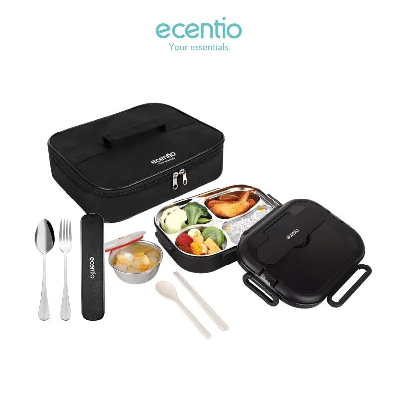 Jual ecentio lunch box 1000ml stainless sekat 4 dan anti tumpah ...