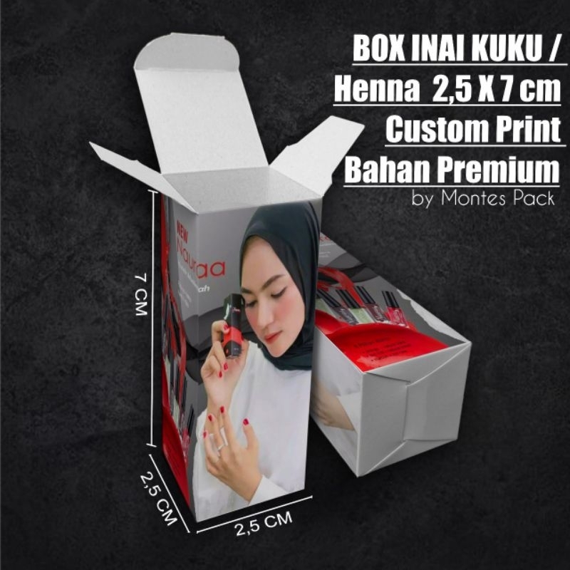 Jual BOX HENNA Custom PREMIUM / Kemasan Botol kutek 2,5x2,5x7 / Box ...
