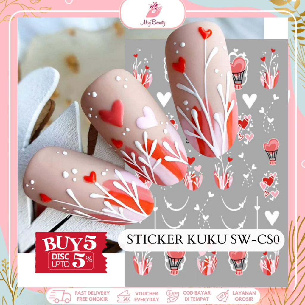 Jual MSY STIKER KUKU 3D MOTIF LOVE HEART/STICKER NAIL ART DESAIN ...