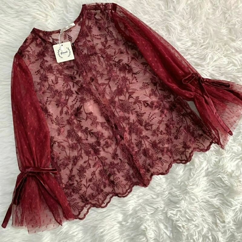 Jual Outer brokat flower mix tile / long outer brukat / baju kondangan ...