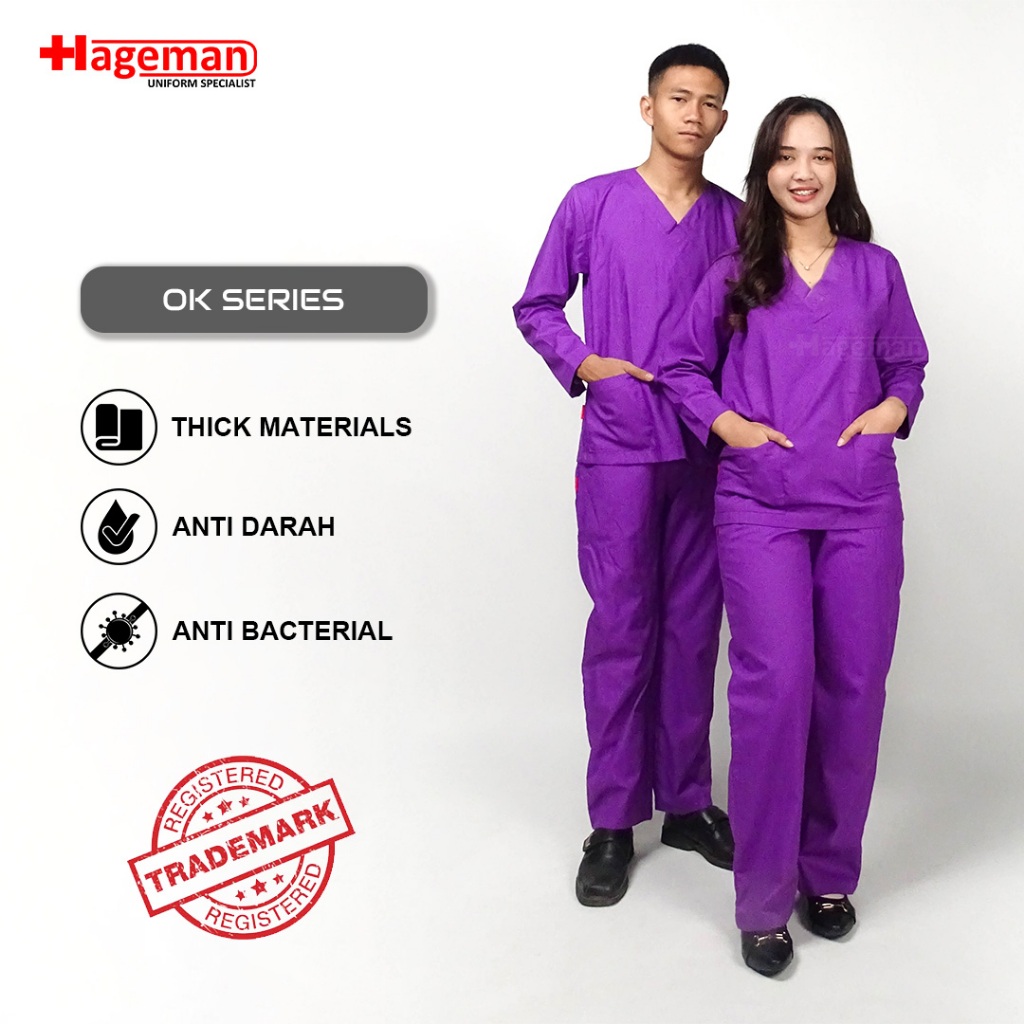Jual Hageman - Baju Oka Lengan Panjang Warna Ungu / Baju Medis ...