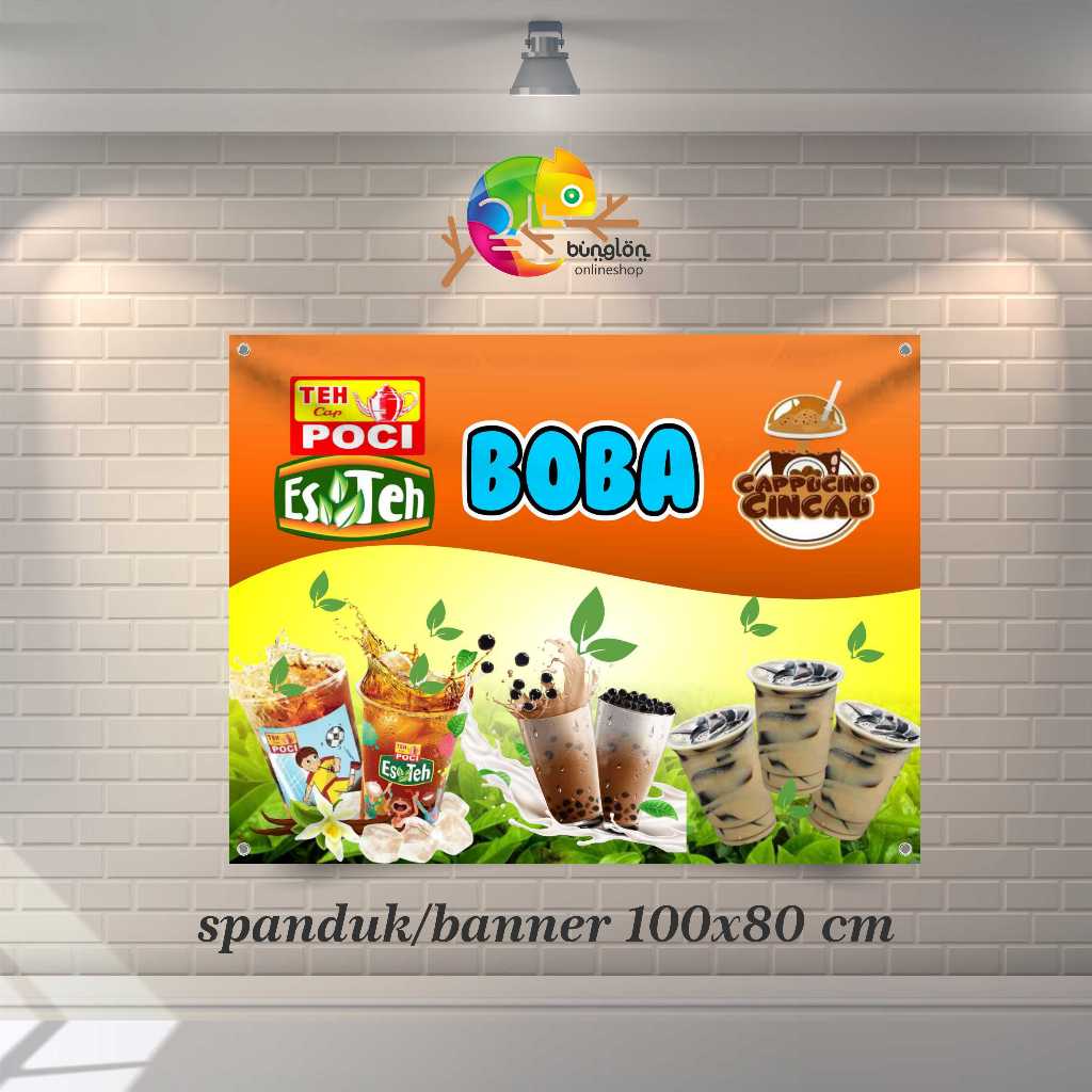 Jual Size 100X80 Spanduk Banner Teh Poci, Boba dan Capcin | Shopee ...