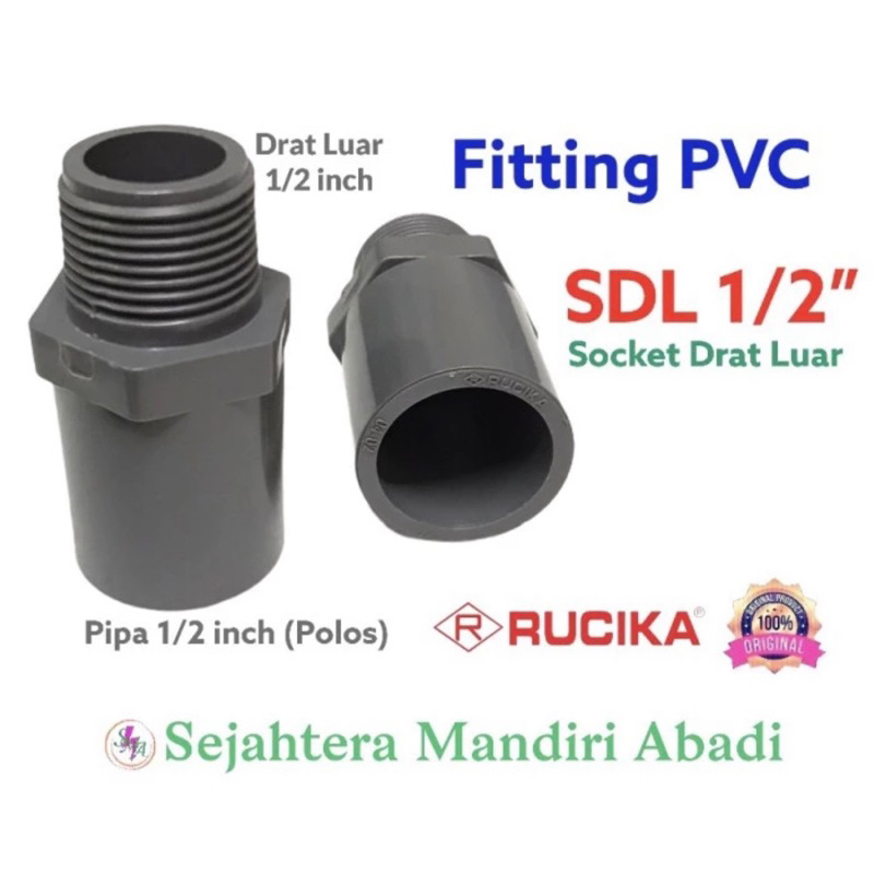Jual Fitting PVC SDL 1/2 Rucika Soket Drat Luar 1/2 Inch x 1/2 Inch ...