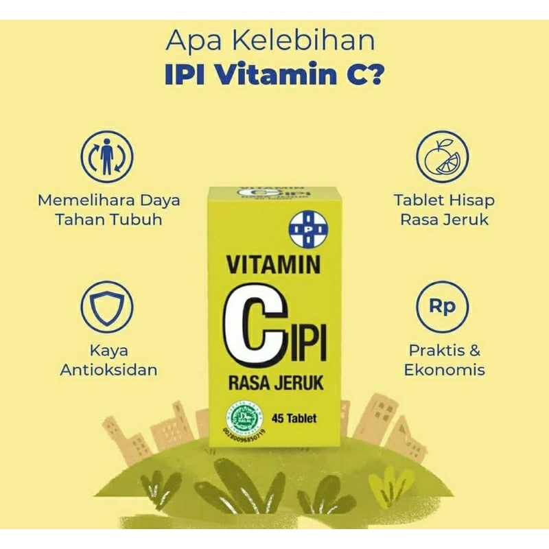 Jual Vitamin C IPI isi 45 tablet Vit Multivitamin rasa Jeruk Mineral Kesehatan Daya Tahan Tubuh ...