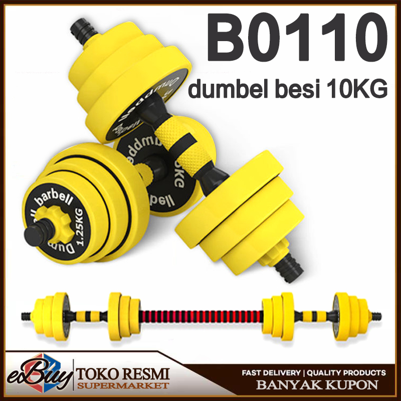 Jual e-Buy Dumbbell 10KG Barbell Set Dumbbell Set Dumbbell Barbell 2 In ...