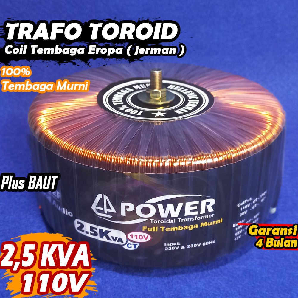 Jual Trafo Toroid | Trafo Donat 2.5 KVA CT 110V - 90V Extra CT 18V, 15V, 12V dengan Full Tembag ...
