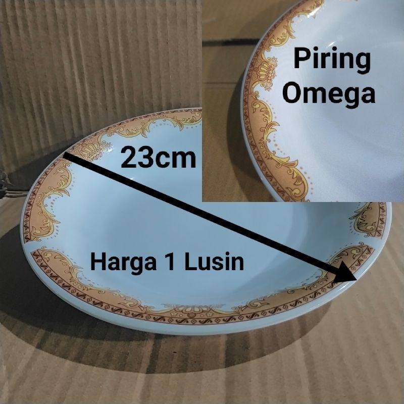 Jual piring makan keramik mahkota OMEGA ukuran 9 inchi 23cm Harga 1 ...