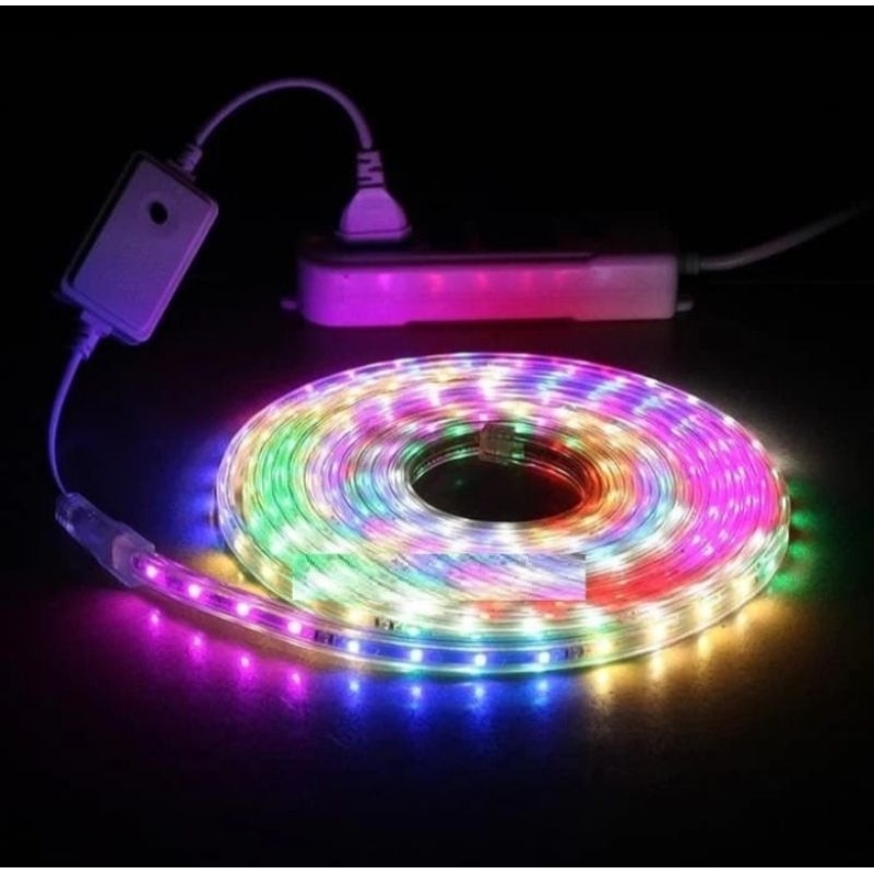 Jual PAKET LED STRIP 2835 RGB WARNA WARNI AC 220V + SOCKET JEPIT RGB ...