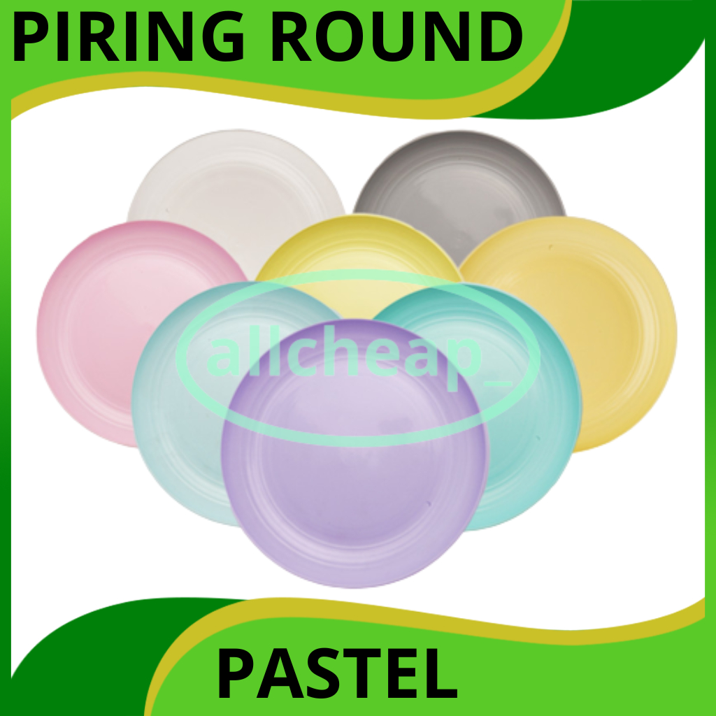 Jual IK - PIRING MAKAN PLASTIK LAUK SAJI ROUND PLATE WARNA MACARON ...