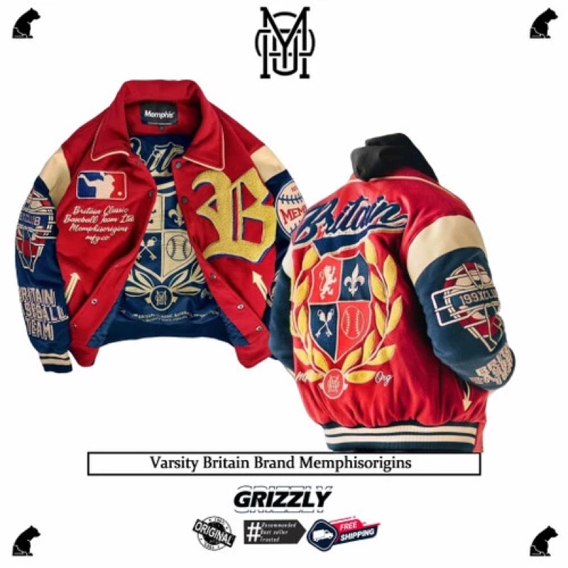 Jual MEMPHIS ORIGINS VARSITY JACKET BRITAIN 100% ORIGINAL | Shopee ...