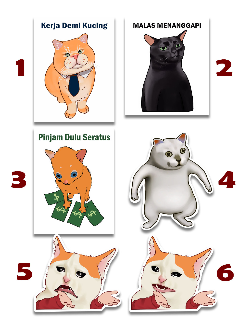Jual Stiker Kucing Lucu Part 3 Meme Laminasi Glitter | Shopee Indonesia