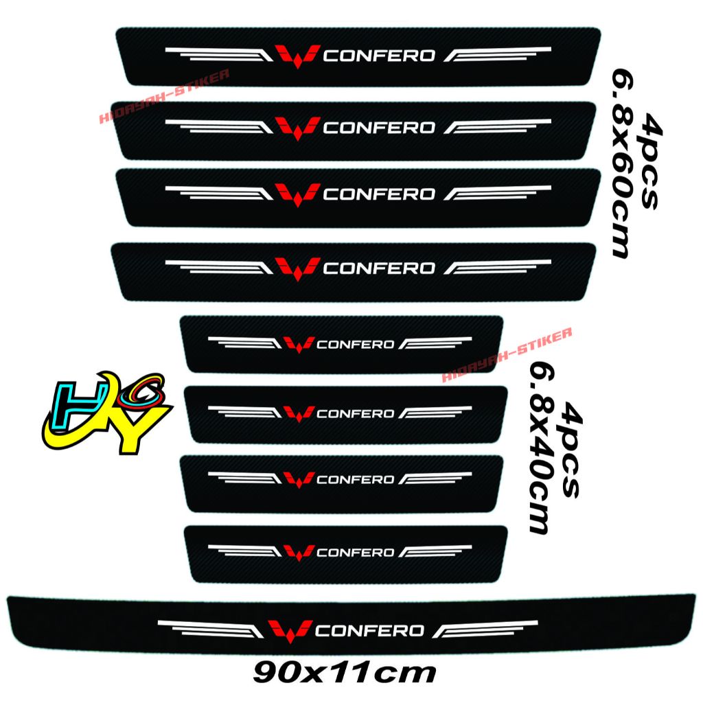 Jual hidayah 9pcs sticker sill plate carbon 3d mobil wuling confero ...