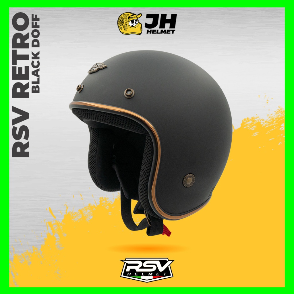 Jual Helm RSV Classic Solid Black Doff | Helm Retro | Half Face | Jual ...