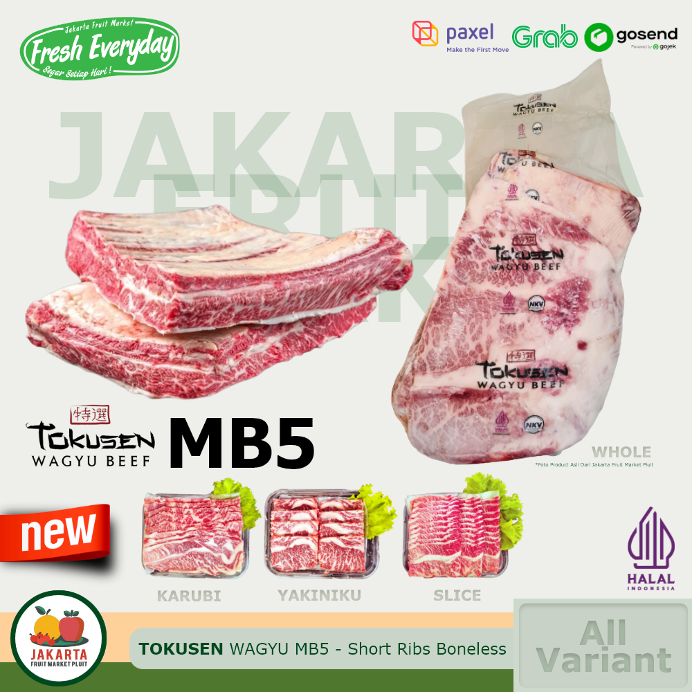 Jual TOKUSEN WAGYU SHORT RIBS MB5 ALL CUT Whole Karubi Yakiniku Slice Daging Sapi Halal | Shopee ...