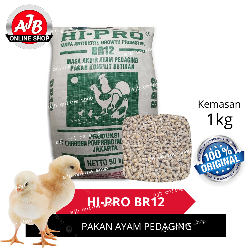 Jual BR12 Pelet Pakan Ayam Hi Pro Umur 21 hari Panen Kemasan Repack 1kg | Shopee Indonesia