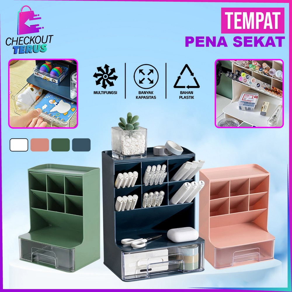 Jual CT C951 Rak Pena 6 Sekat dengan Laci Transparan serbaguna Desk ...