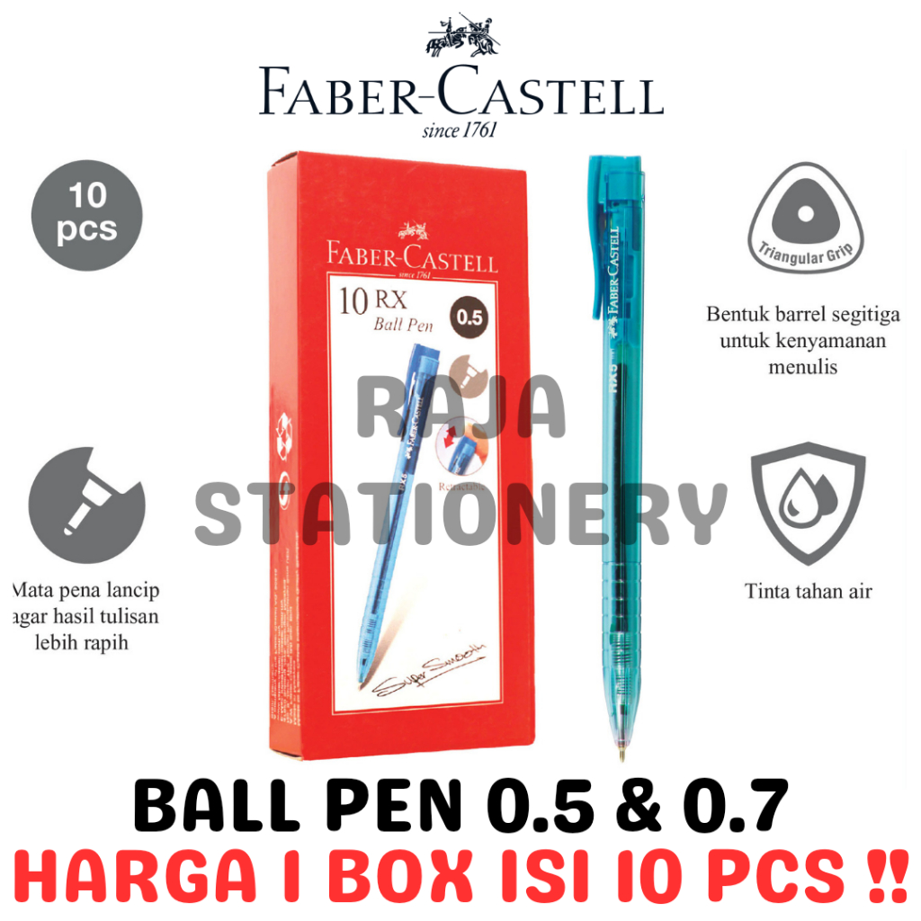 Jual FABER CASTELL BALL PEN RX 0.5MM 0.7MM BLACK BLUE BOLPEN CETEK PEN ...