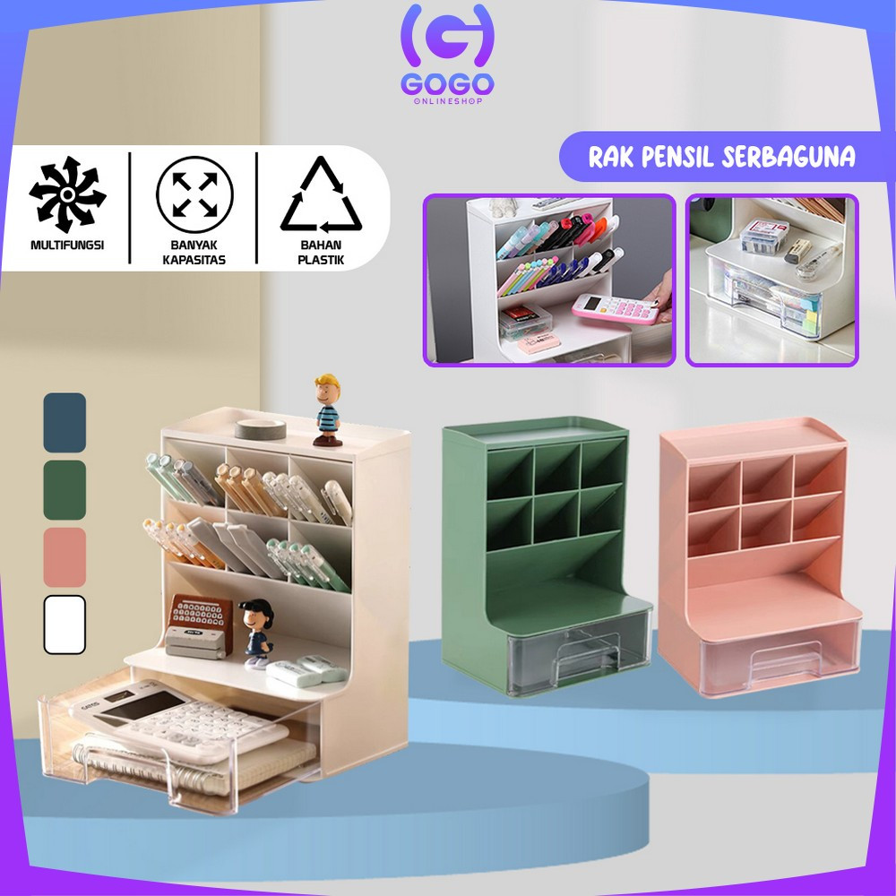 Jual GOGO-C951 Rak Pena 6 Sekat dengan Laci Transparan Serbaguna / Rak ...