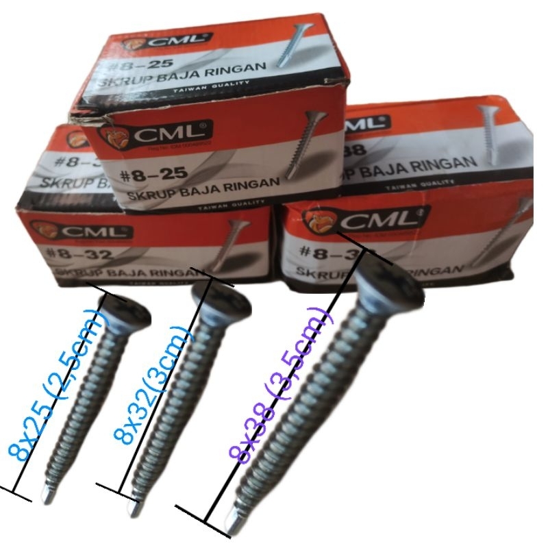 Jual SKRUP TAPING 8x32 (3cm)/SKRUP BAJA RINGAN ISI 1000 PC | Shopee ...