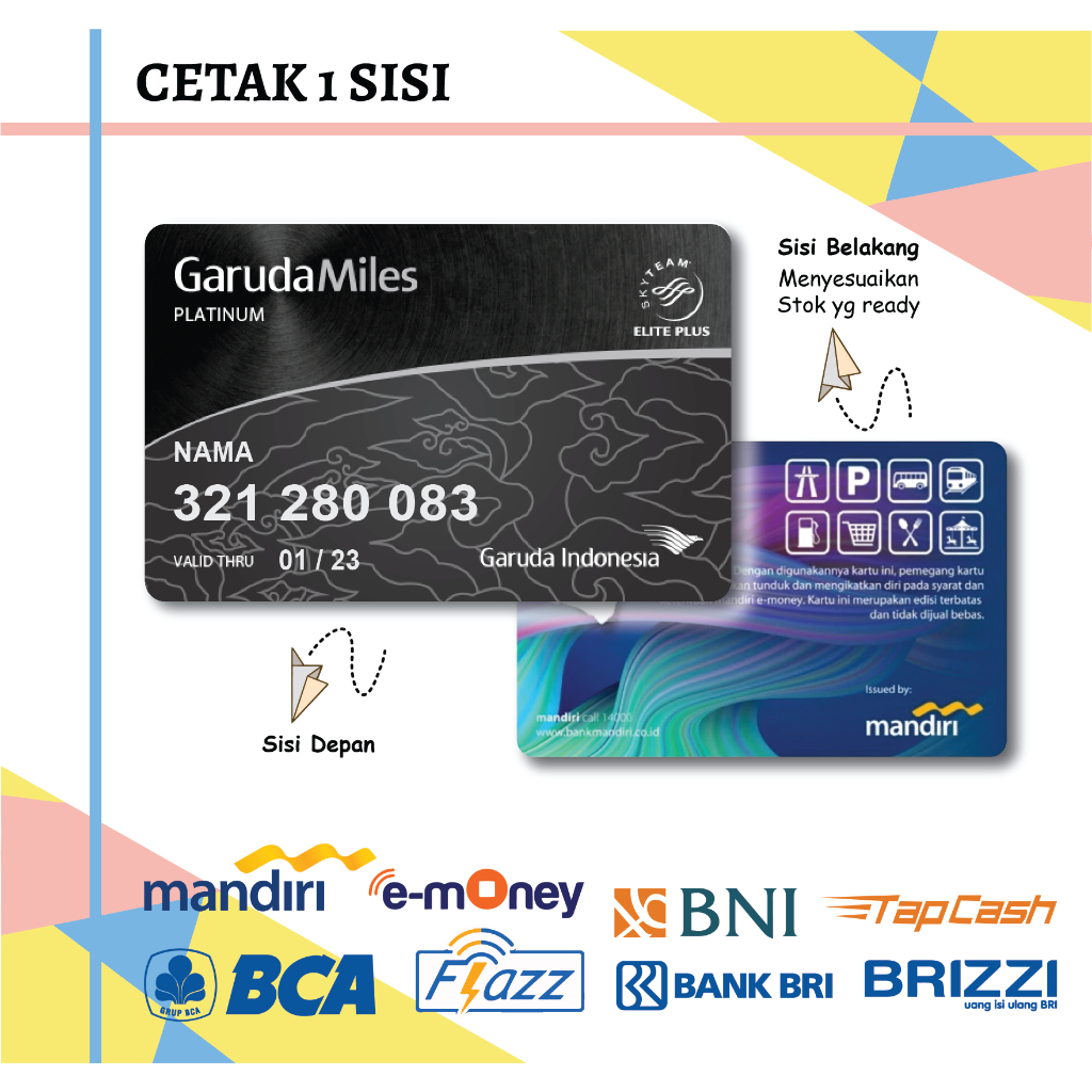 Jual KARTU EMONEY DEBIT GARUDA MILES BLACK E MONEY MANDIRI FLAZZ BCA ...