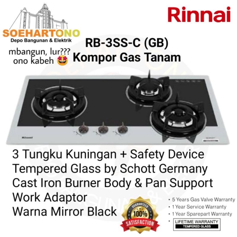 Jual Kompor Tanam Gas Rinnai RB-3SS-C (GB) | Shopee Indonesia