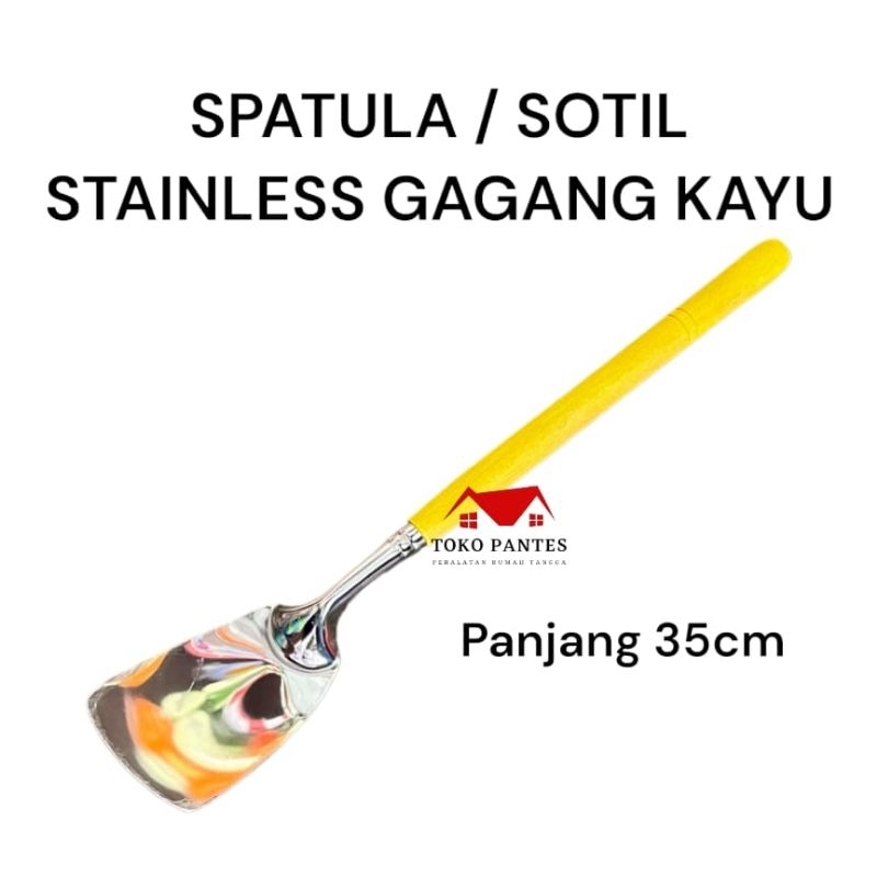 Jual SPATULA / SOTIL / SUTIL STAINLESS STEEL Gagang Kayu | Shopee Indonesia