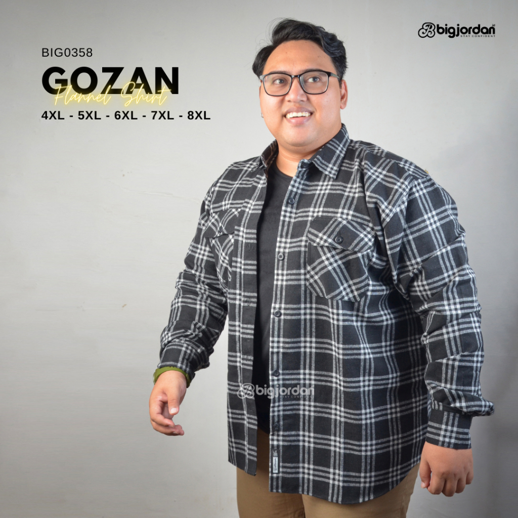 Jual GOZAN - kemeja flannel pria jumbo size original from Big Jordan ready size 3XL-8XL pria ...