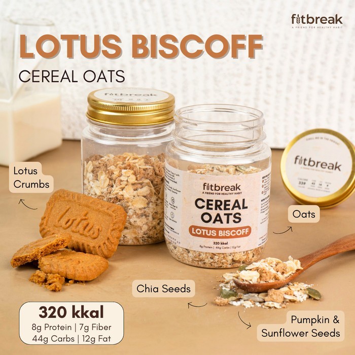 Jual FITBREAK Lotus Biscoff Cereal Oats | Shopee Indonesia