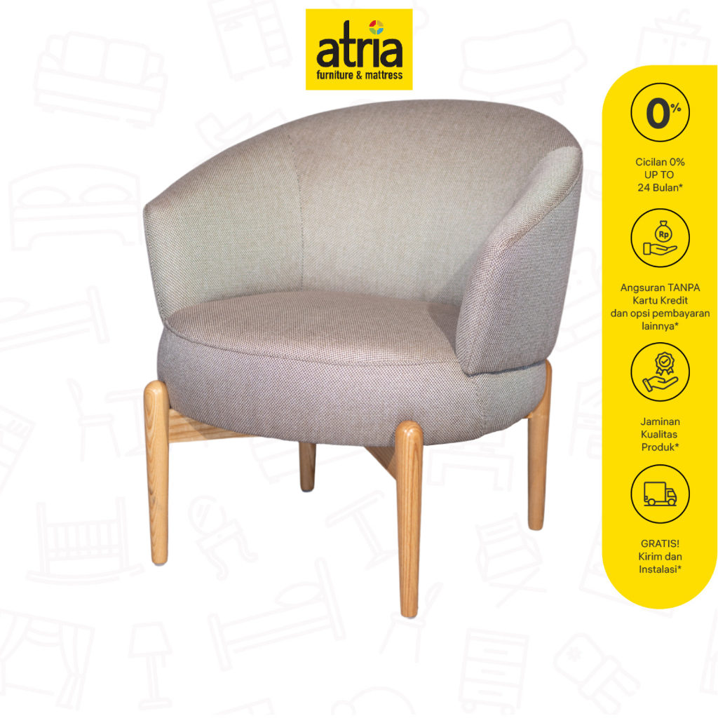 Jual Atria Glory Sofa Single 1 Seater Fabric 74x74x76 Cm Solid Wood ...