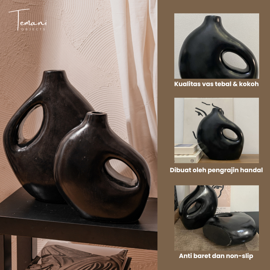 Jual Temani Objects - Set Vas Bunga Hitam/ Ashton Vase Bunga Cantik ...