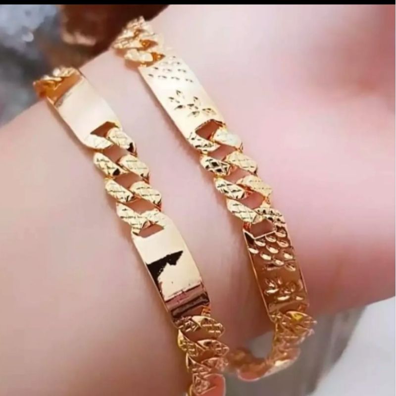 Jual Gelang Flat Padi Titanium Gold motif terbaru | Shopee Indonesia