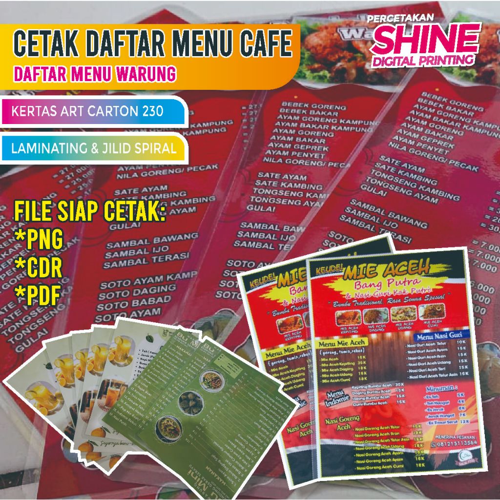 Jual CETAK DAFTAR MENU CAFE/ DAFTAR MENU WARUNG/ BUKU MENU CAFE/ BUKU ...