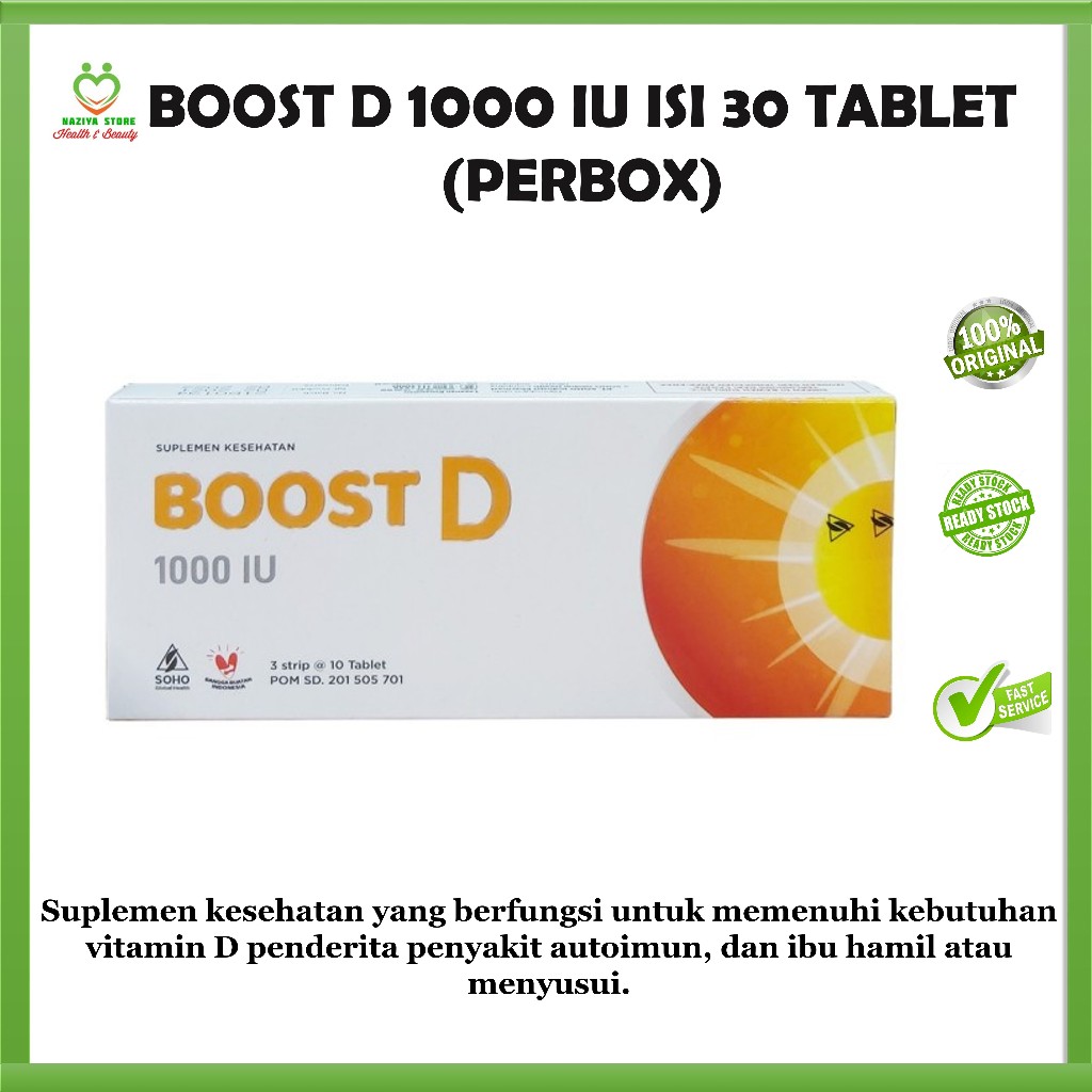 Jual BOOST D 1000 IU Vitamin D3 Suplemen Kebutuhan Vitamin D [Perbox 30 ...