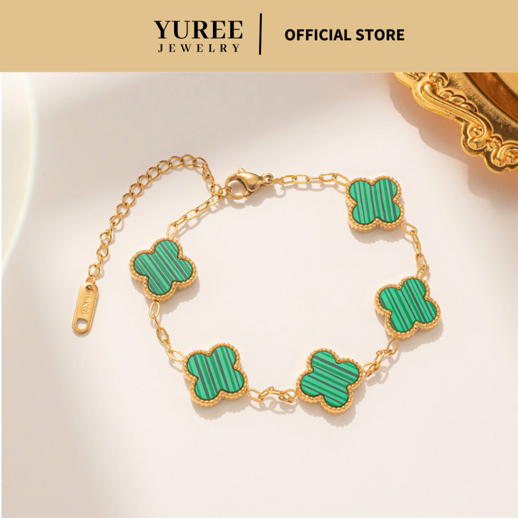 Jual YUREE • Jane Bracelet 18K Gold Plated • Perhiasan Gelang Clover ...