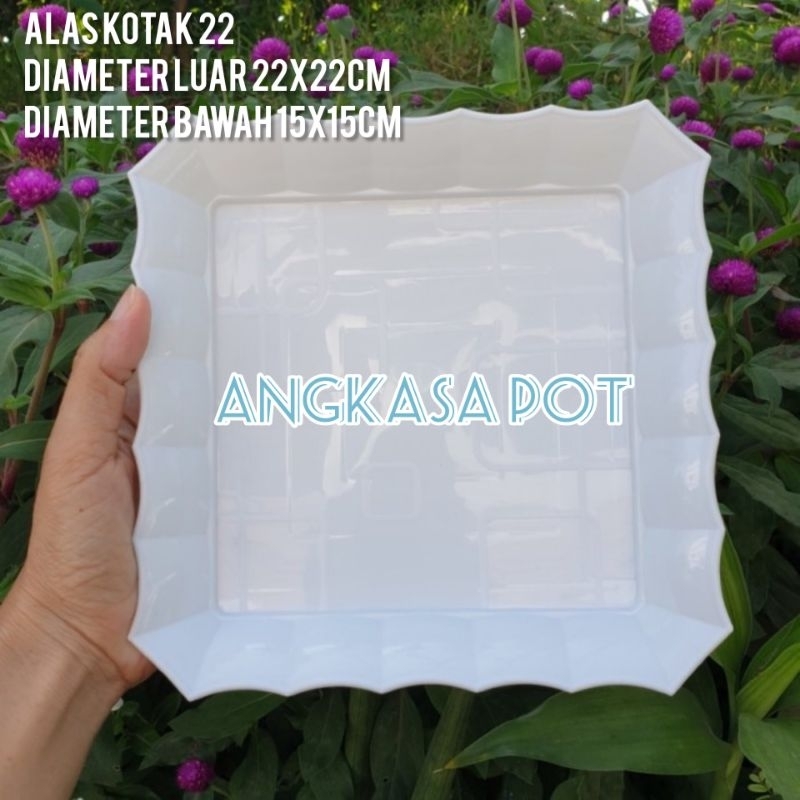 Jual ALAS KOTAK 22 PUTIH tatakan pot bunga kotak segi ukuran 22 PUTIH ...