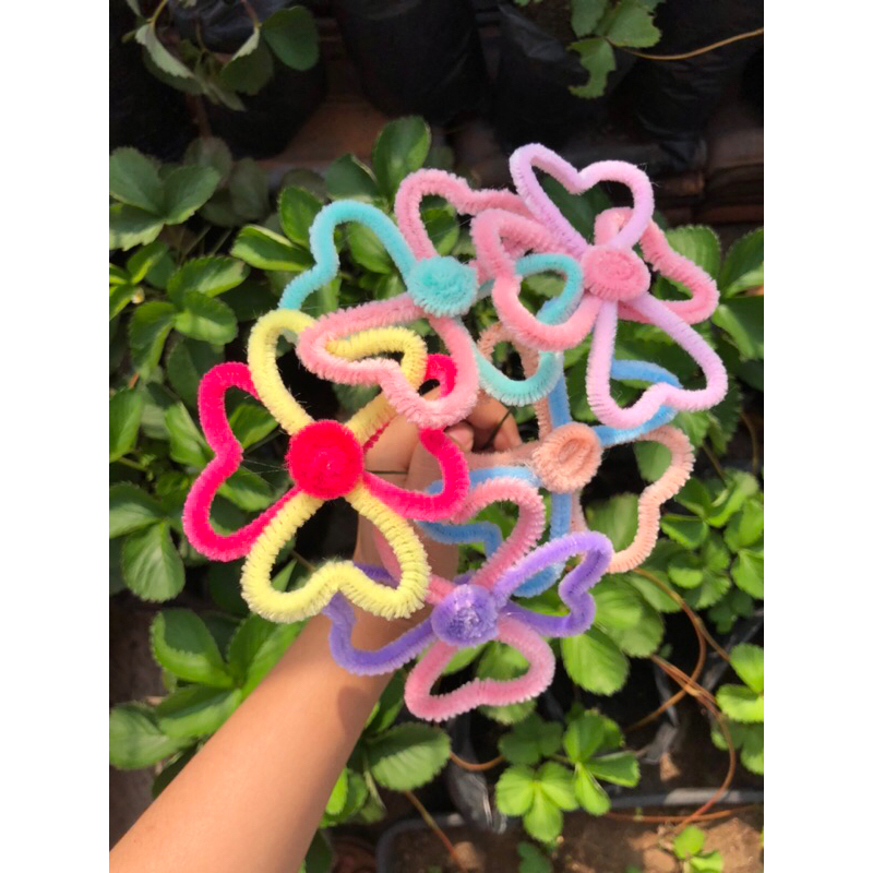 Jual bunga kawat bulu/pipe cleaner flowers/bunga isian buket | Shopee ...