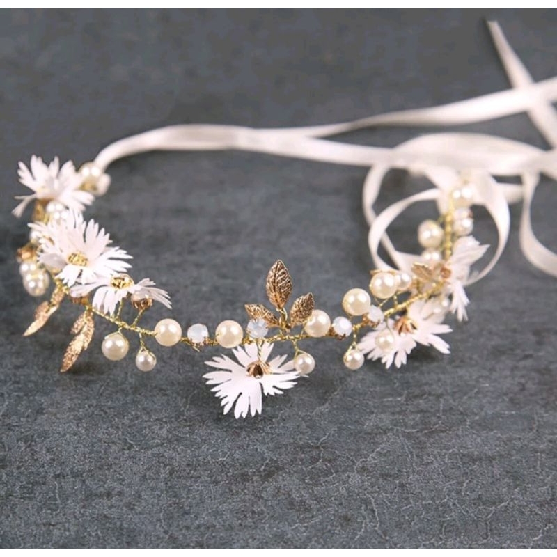 Jual Bando Hijab Hiasan rambut bunga Headpiece hijab mutiara/ crystal ...