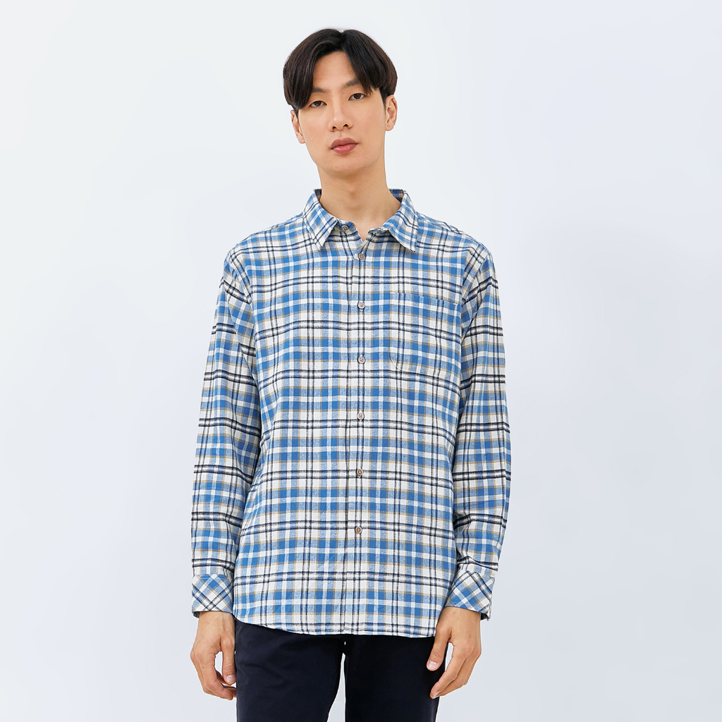 Jual M231 Kemeja Pria Flannel Panjang Biru 0093 | Shopee Indonesia