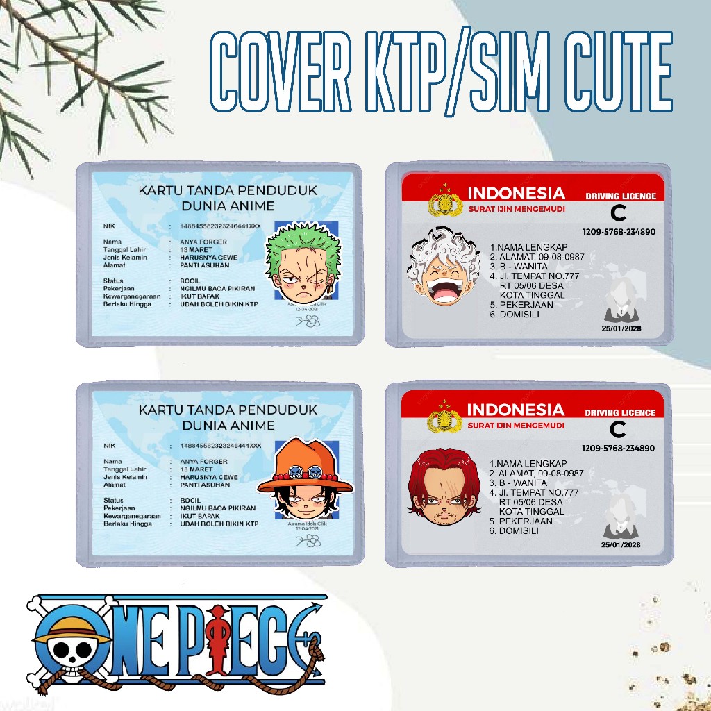 Jual Cover Pelindung Kartu Identitas KTP SIM Karakter One Piece Luffy ...