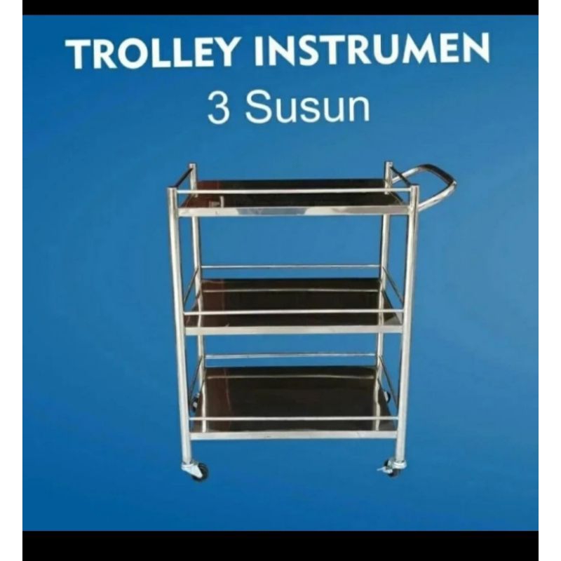 Jual Trolley Instrumen 3 Rak | Meja Troli Instrumen Rumah Sakit ...