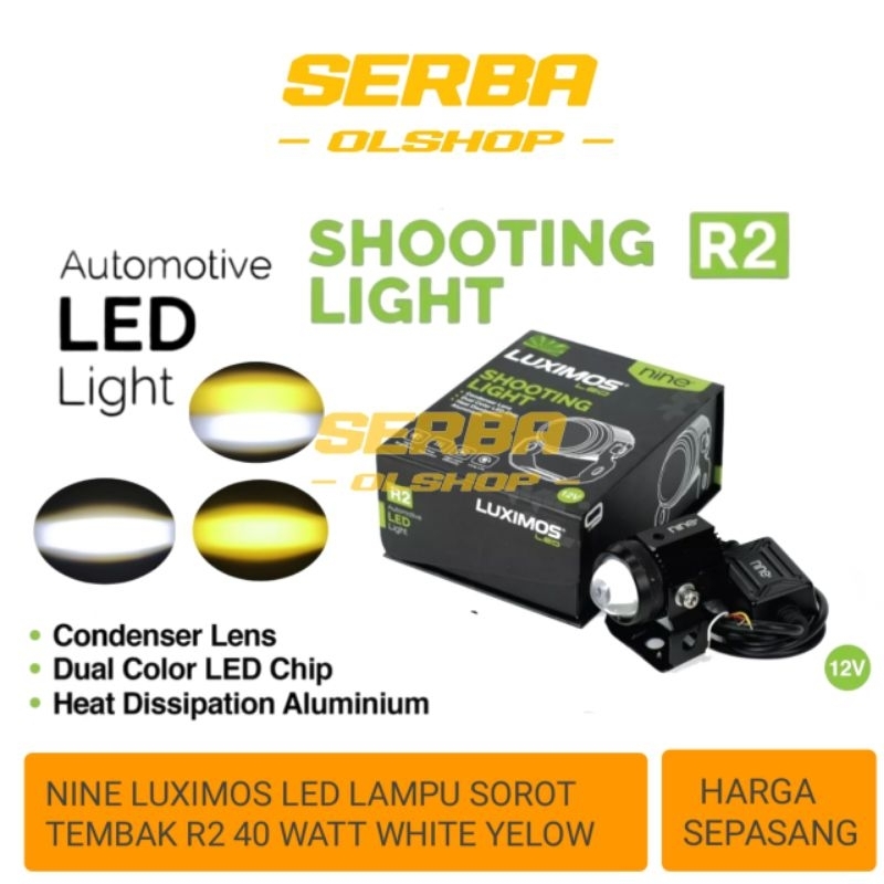 Jual NINE LUXIMOS LAMPU LED SOROT R2 LASER 2 WARNA 3 MODE 40 WATT PUTIH ...