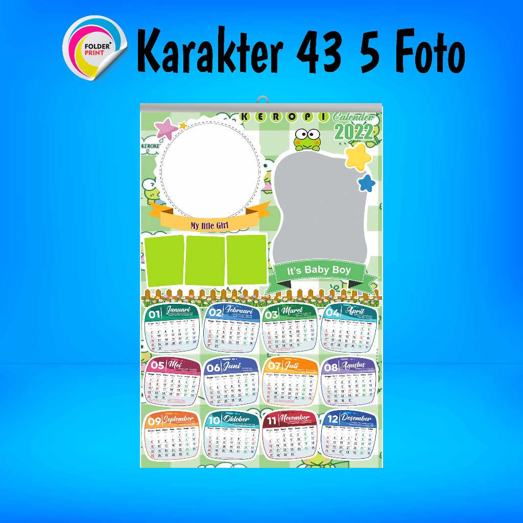 Jual Cetak Kalender Dinding Karakter Custom Foto Free Desain Art Karton ...