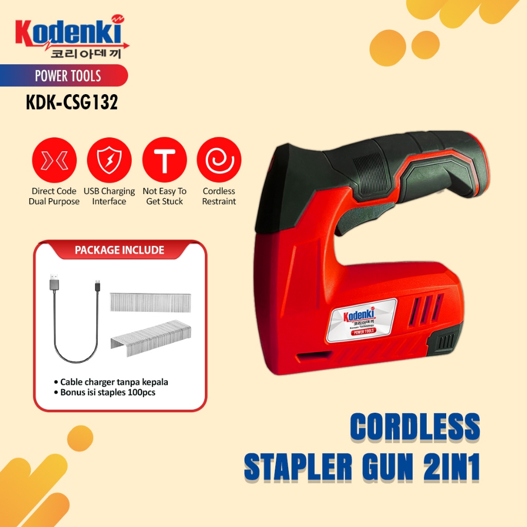 Jual Mesin paku staples tembak 2in1 baterai cordless stapler gun kodenki Mesin paku staples ...