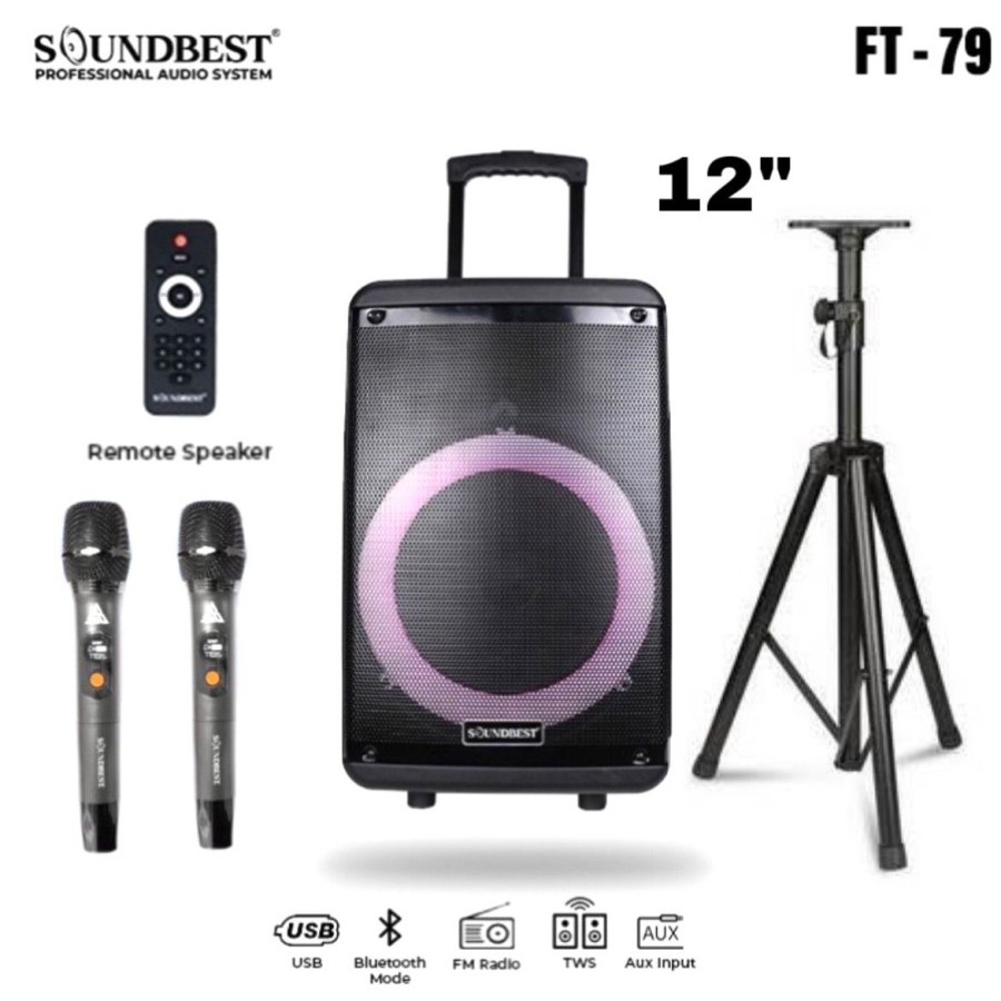 Jual SPEAKER PORTABLE WIRELESS SOUNDBEST FT-79 / FT 79 / FT79 ( 12inch ...