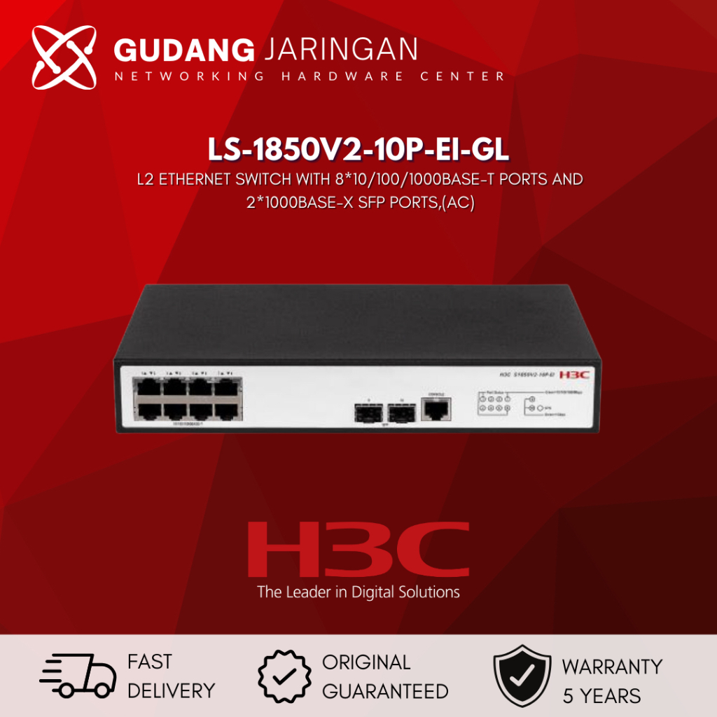 Jual H3C LS-1850V2-10P-EI-GL L2 Ethernet Switch with 8*10/100/1000BASE ...