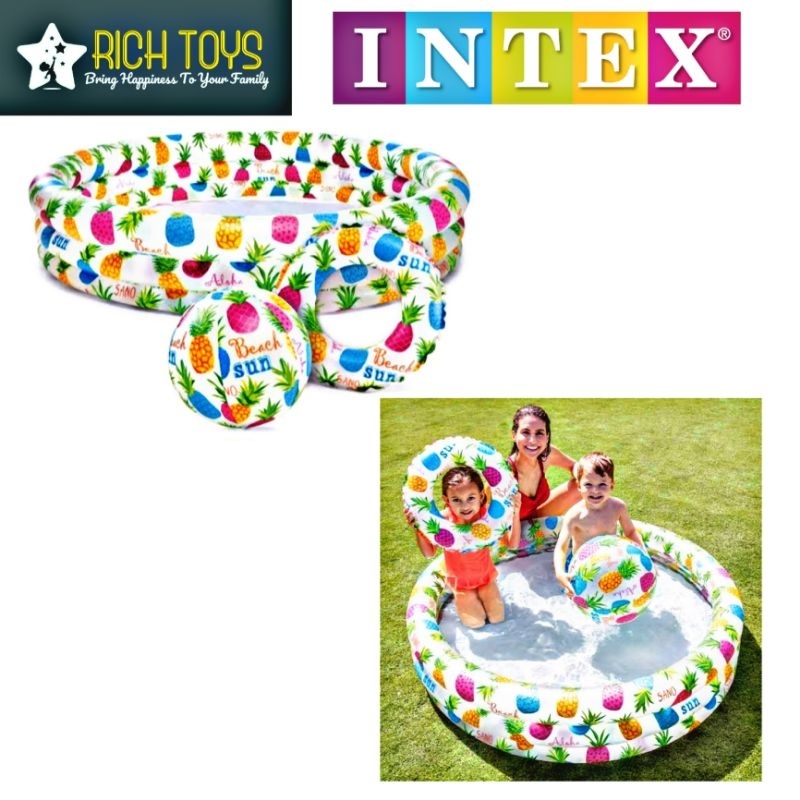 Jual INTEX Pineapple Splash Pool Set Kolam Renang Bulat Karet Motif ...