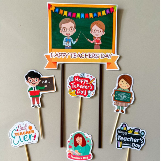Jual TOPPER TEACHER DAYS / TOPPER HARI GURU / CAKE TOPPER HARI GURU ...