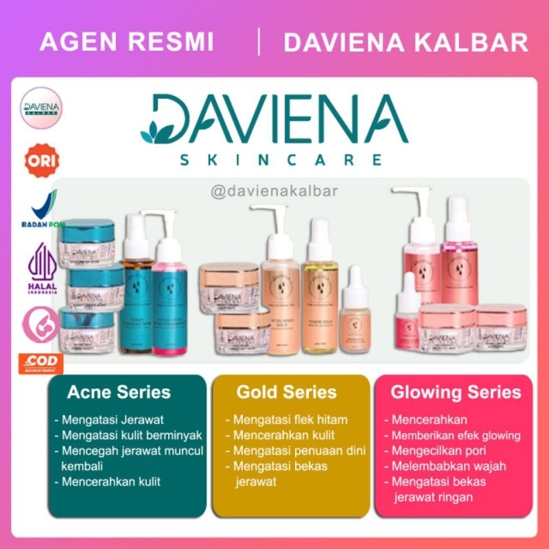 Jual DAVIENA SKINCARE GOLD SERIES ACNE SERIES WHITENING SERIES GLOWING ...