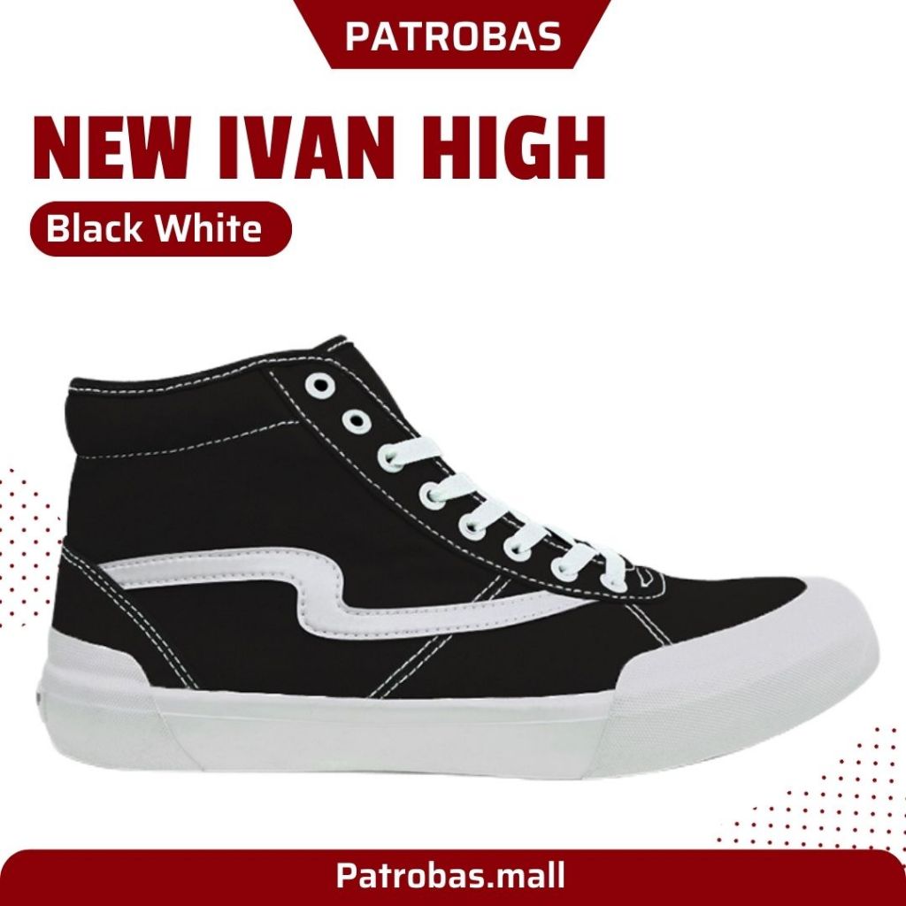 Jual Patrobas New Ivan High Black White Original Sepatu Sneakers Casual ...