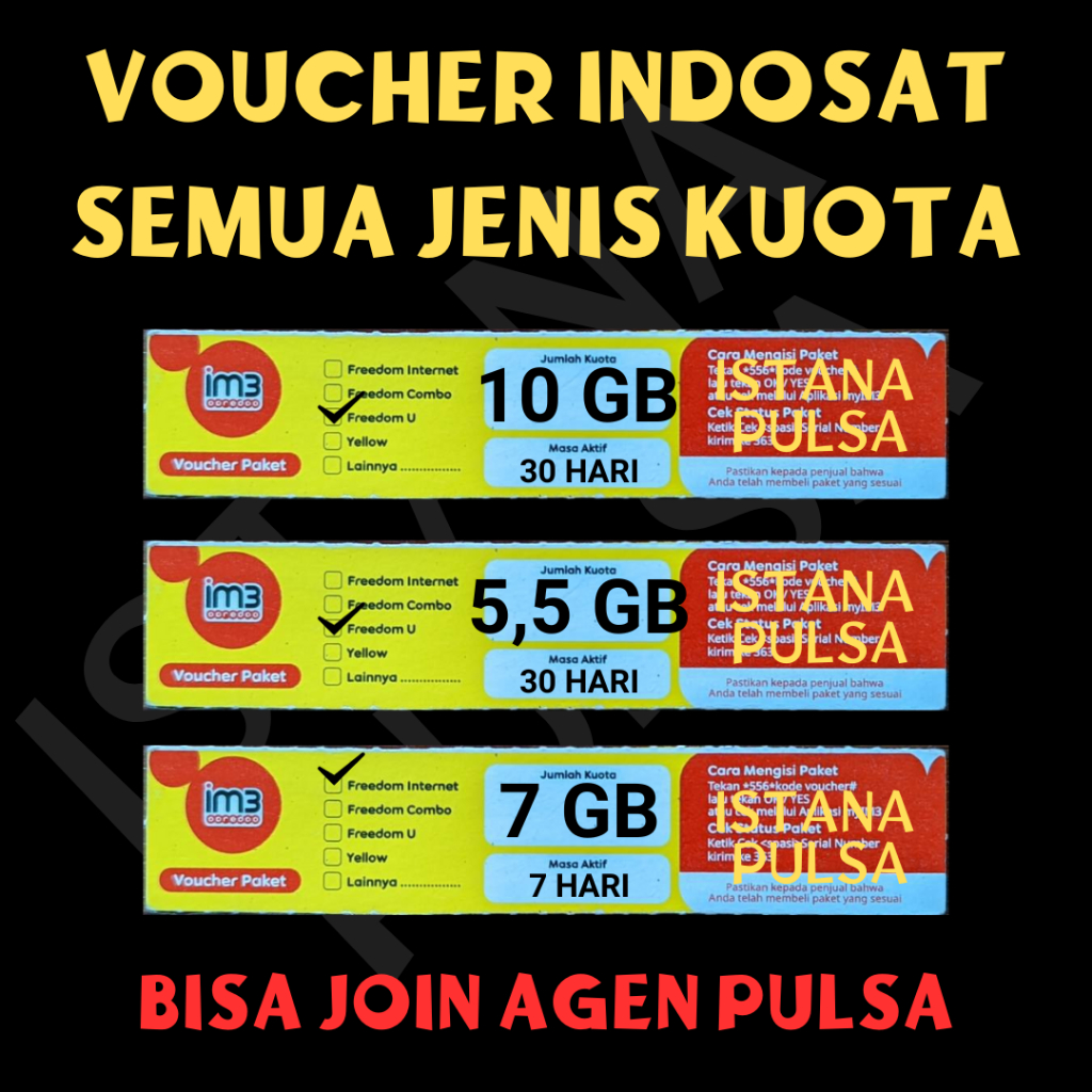 Jual VOUCHER PAKET DATA INDOSAT 30 2 3 5 7 HARI LENGKAP SEMUA KUOTA ...